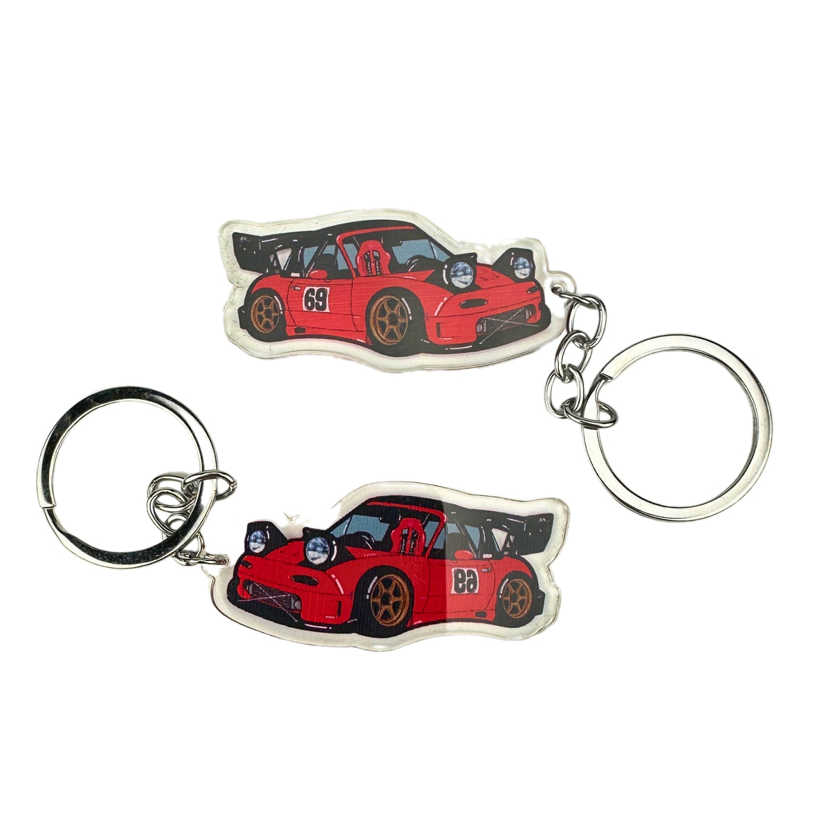 Jimmy Has No Garage Cute NA Miata Keychains-Pair